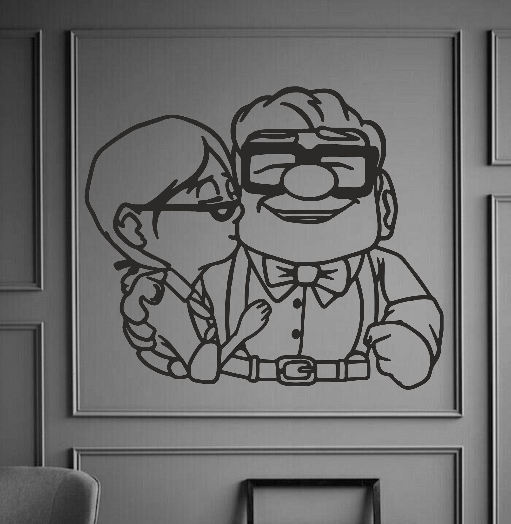 Carl Ellie Diseño Corte Láser Svg Dxf Archivos Pared Pegatina Grabado Calcomanía Silueta