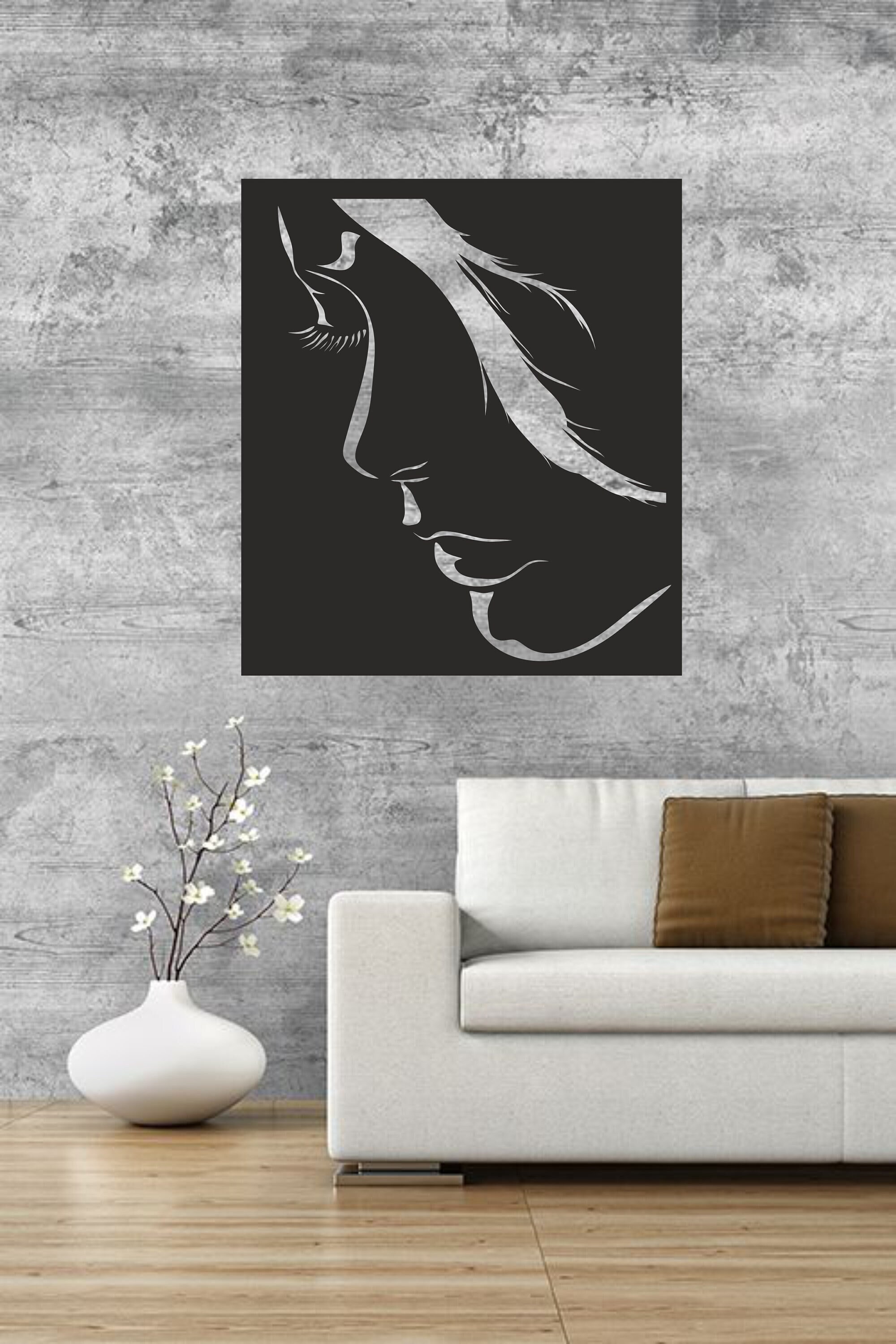 Young Woman Design Laser Cut Svg Dxf Files Wall Sticker Engraving Decal