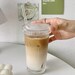 Simple Stripe Glass Cup With Lid and Straw Transparent Bubble Tea Cup ...