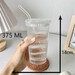 Simple Stripe Glass Cup With Lid and Straw Transparent Bubble Tea Cup ...