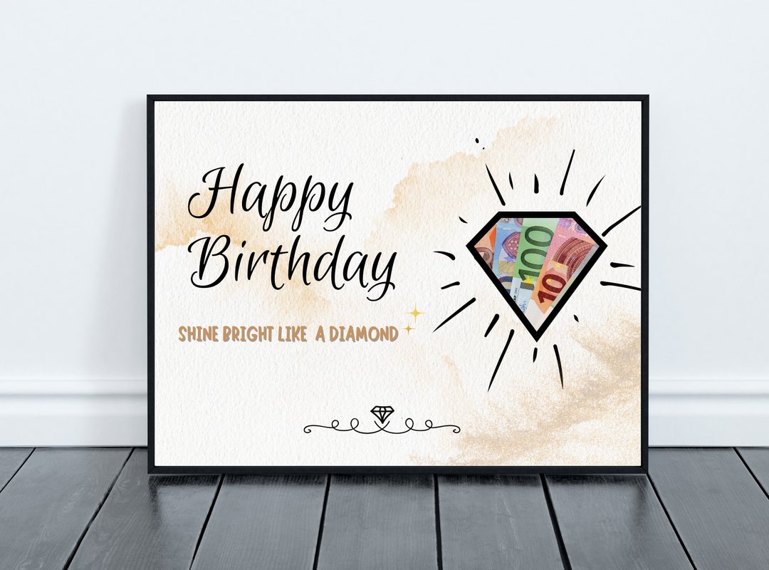 Happy Birthday Cash Gift Birthday, Instant Digital Download, PDF DIN A4 ...