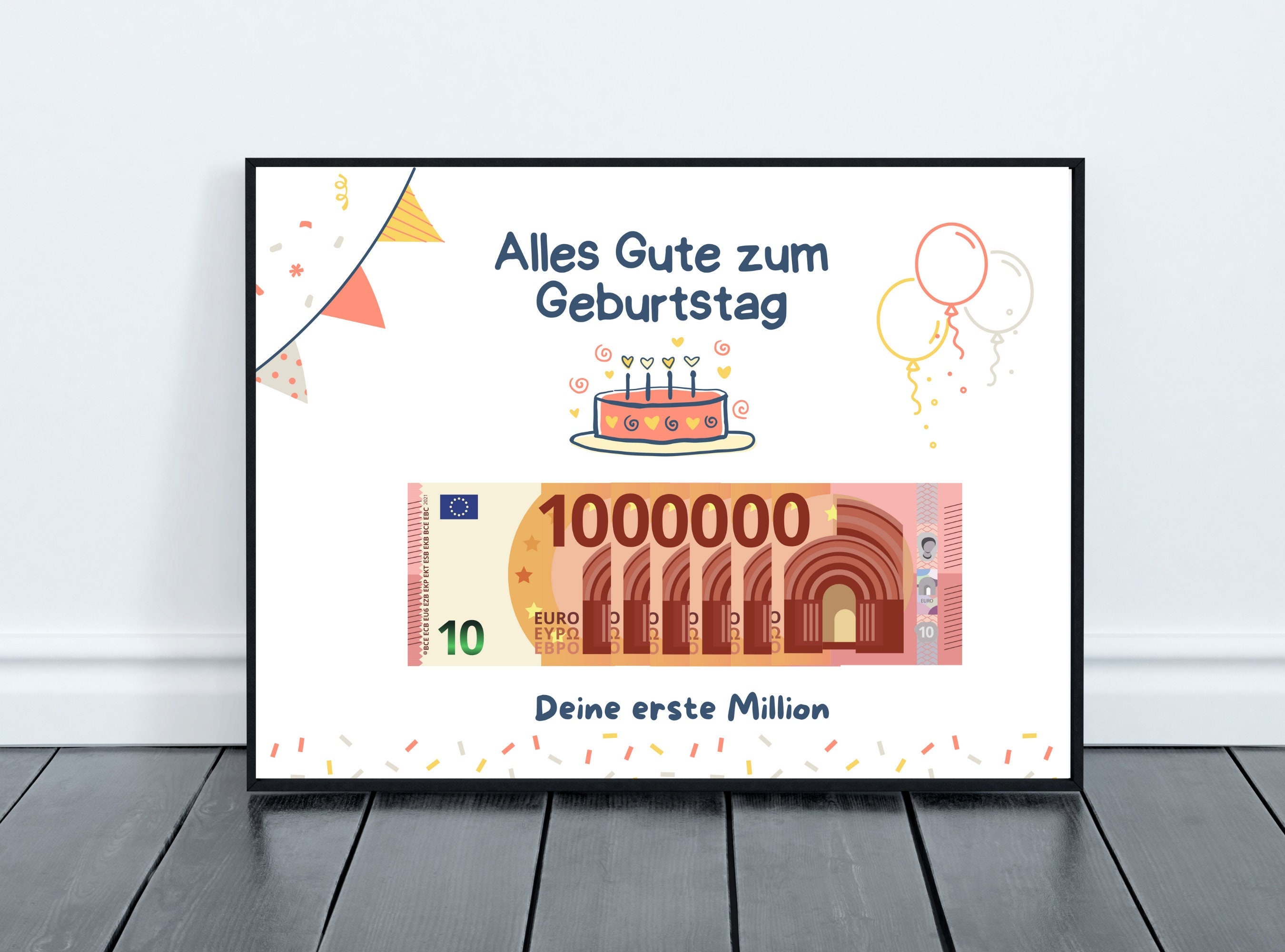 Cash Gift, First Million, Birthday, Instant Digital Download, PDF/PNG ...