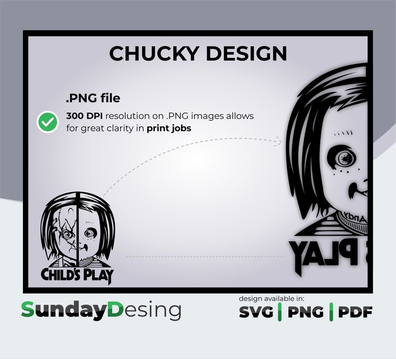 Chucky Lineart Design, Chucky Face Svg, Printable Horror Designs - Etsy