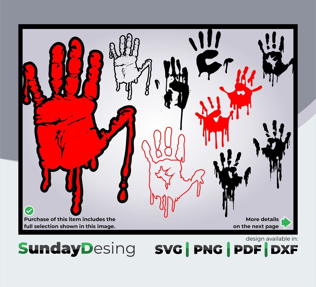 Bloody Hands Collection Svg Png Dxf Ai Pdf File Bloody Hands Clipart ...