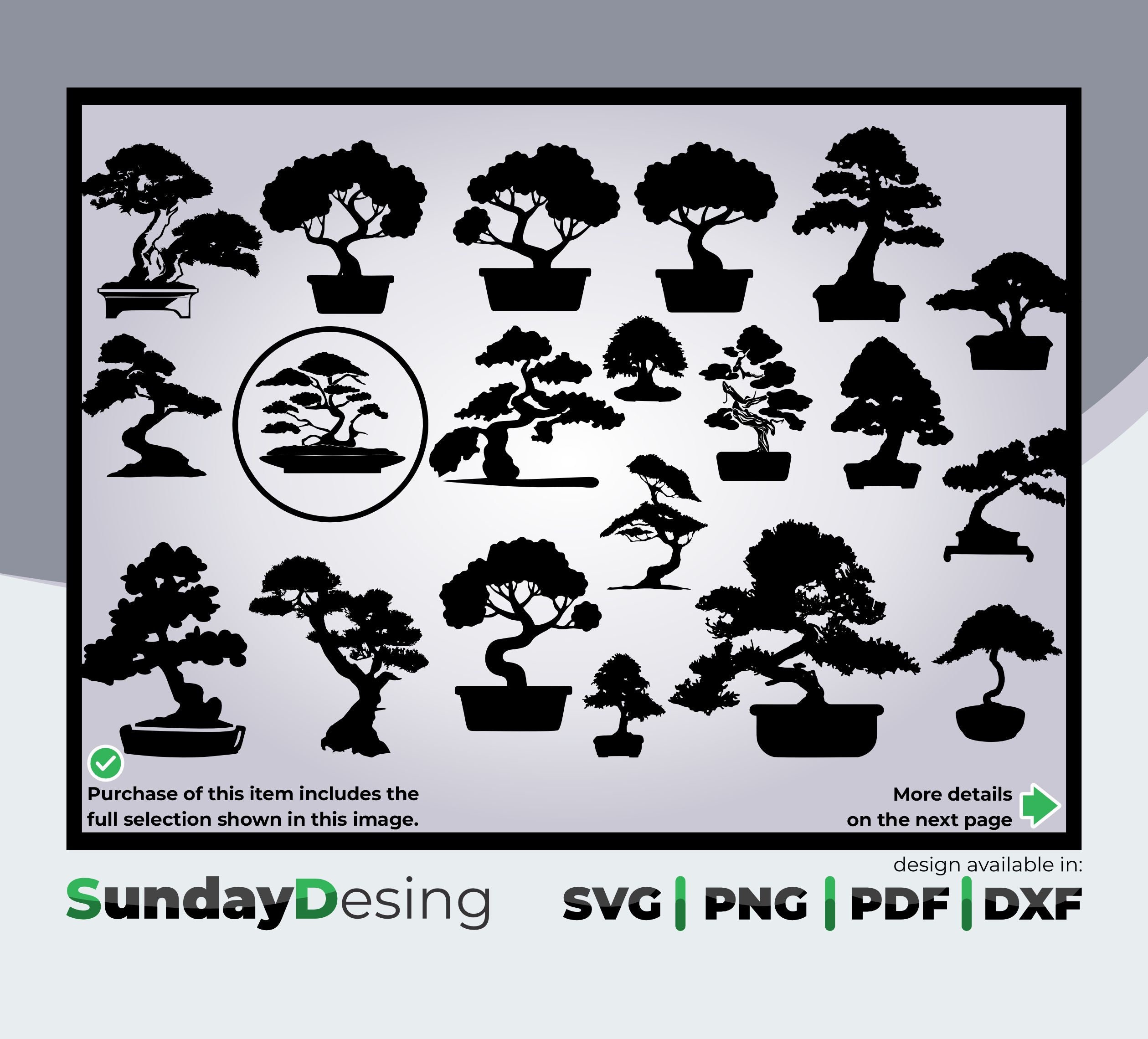BONSAI SILHOUETTE SVG Png Dxf Pdf Ai bonsair Vector Bonsai Designs ...