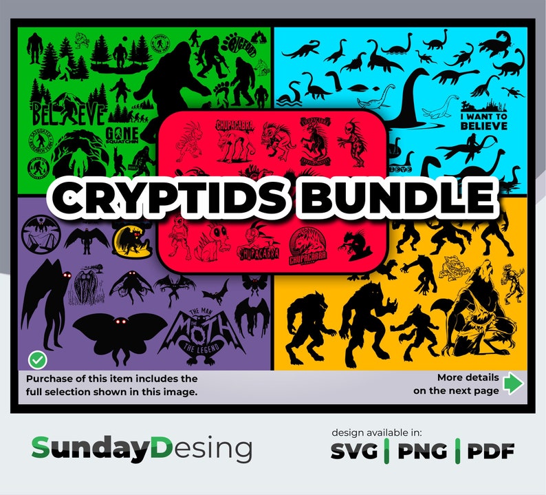 Cryptids Bundle Svg, Png, Silhouette, Cut Files, Sublimation Design ...