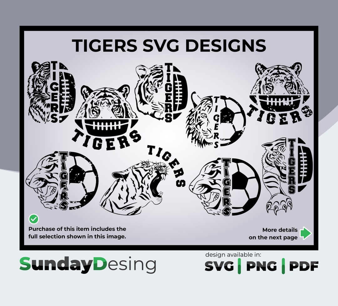 Tigers Football SVG, Tigers PNG Designs - Etsy
