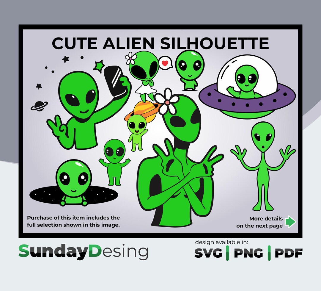 Cute Alien for Printing in Svg, Layered Alien Design for Cutting ...