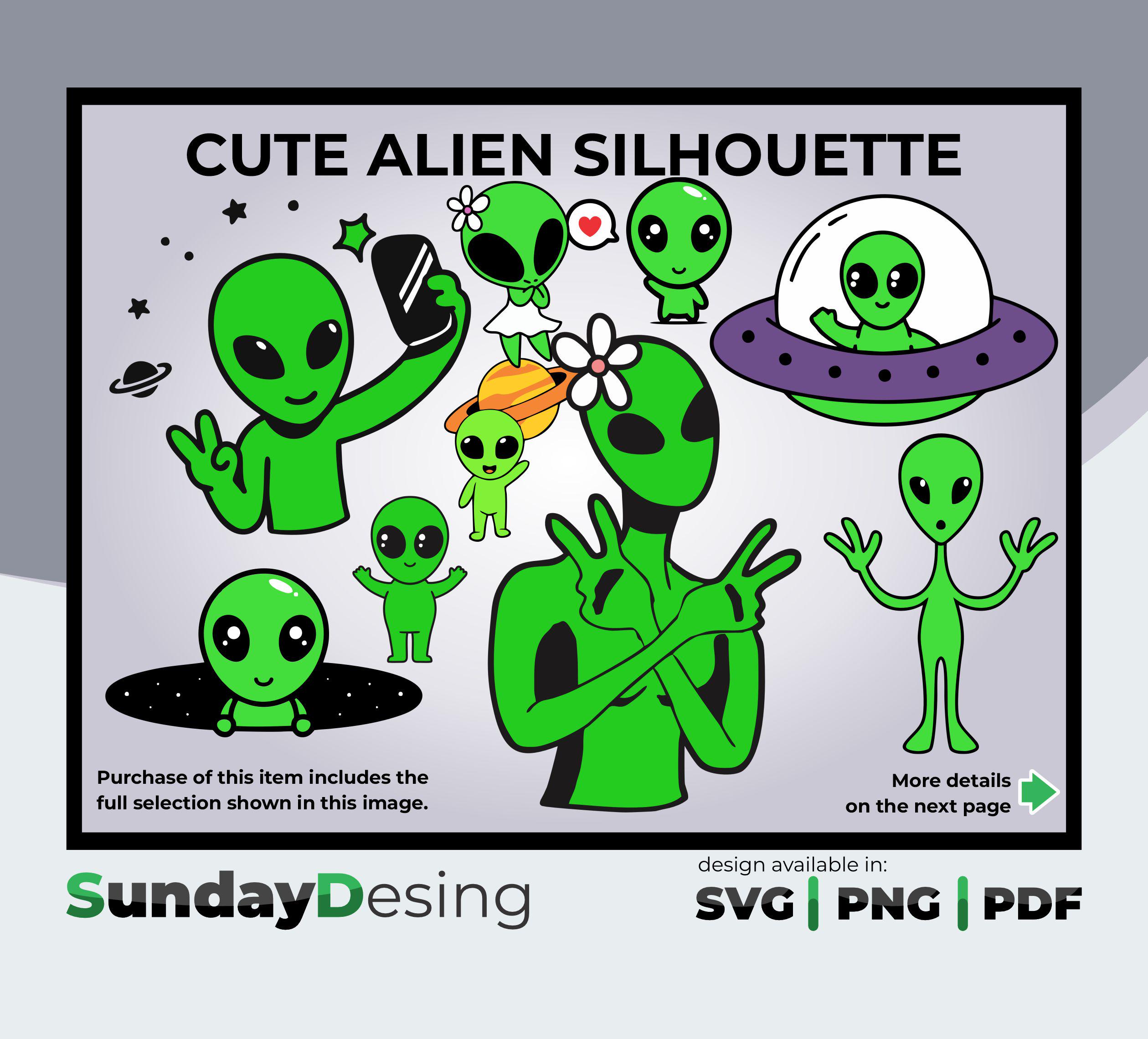 Cute Alien for Printing in Svg, Layered Alien Design for Cutting ...