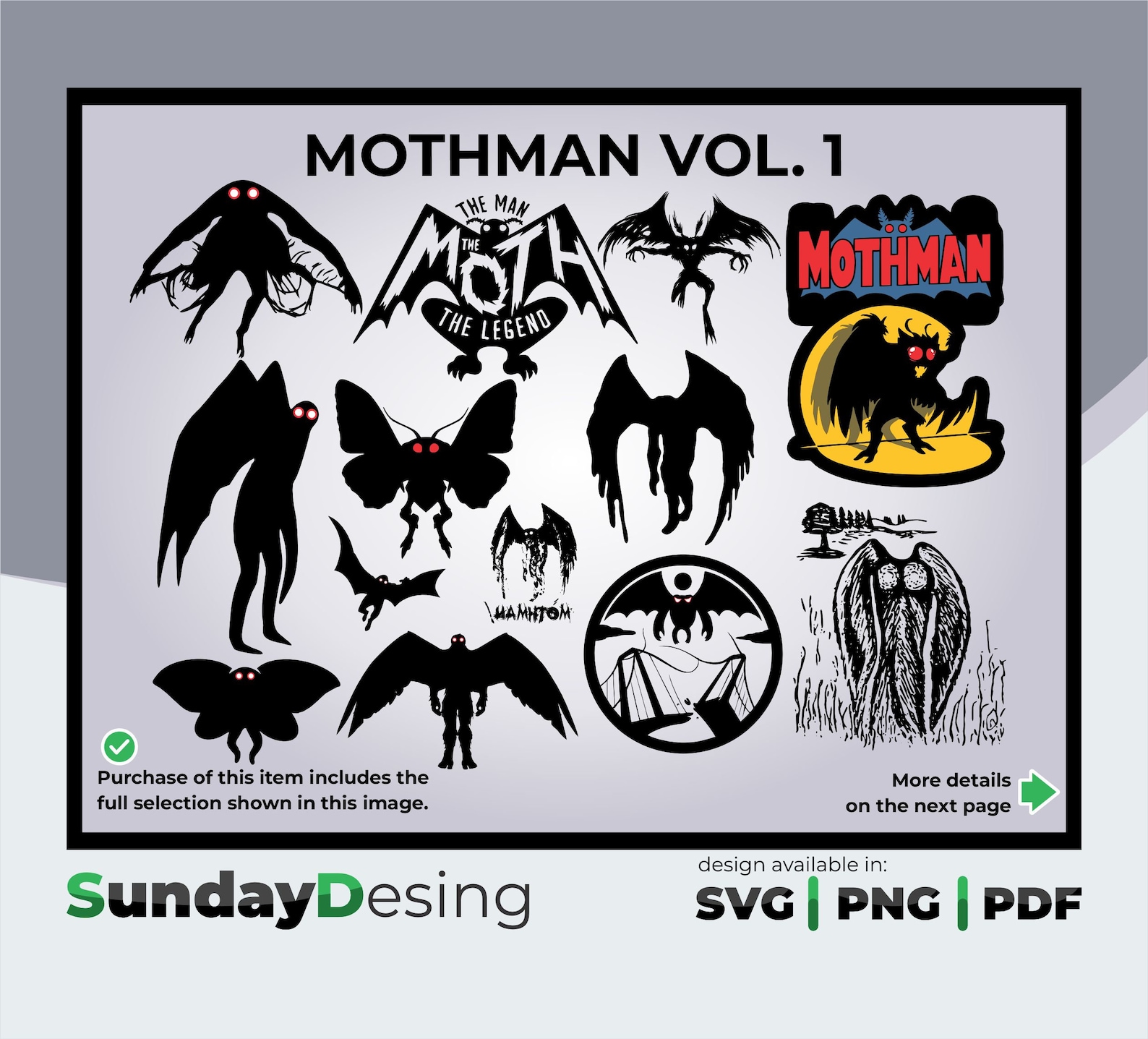 The Mothman VOL 1, Monster, Paranormal Cryptid Folklore Halloween Svg ...