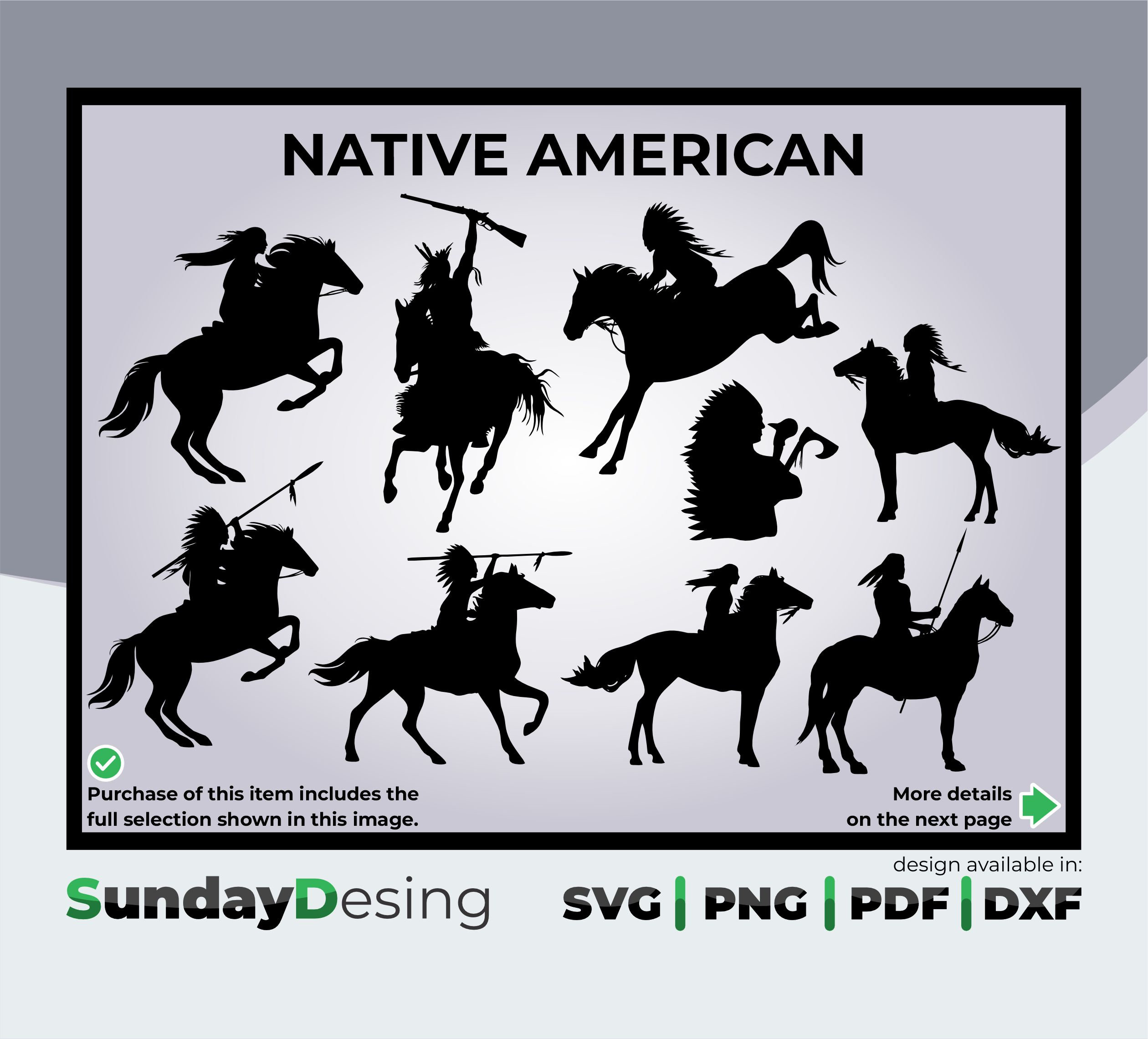 Native American Silhouette Horse indian Warrior. Cut Files for Cricut ...
