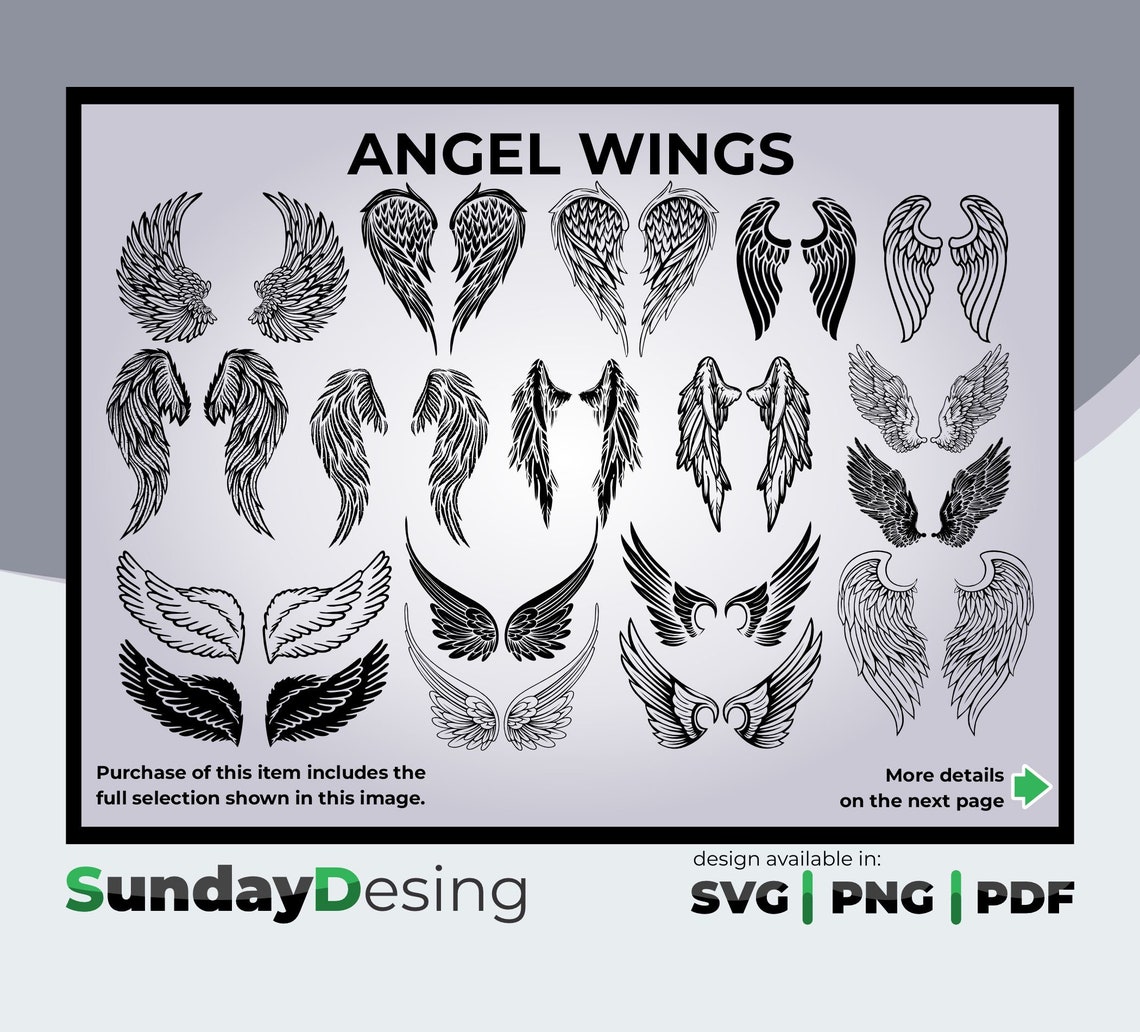 Angel Wings, Svg, Png, Silhouette of Wings, Dxf Wings Designs - Etsy