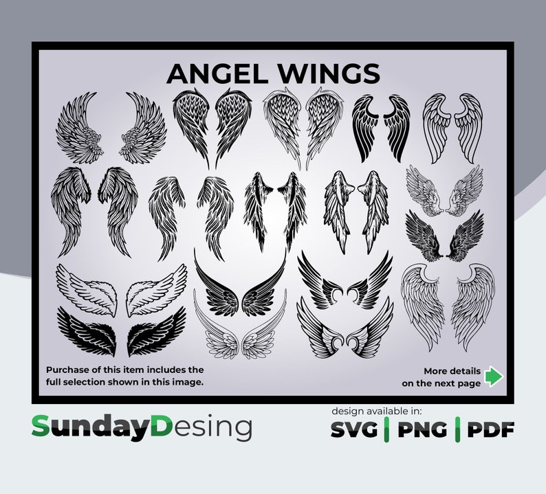 Angel Wings, Svg, Png, Silhouette of Wings, Dxf Wings Designs - Etsy