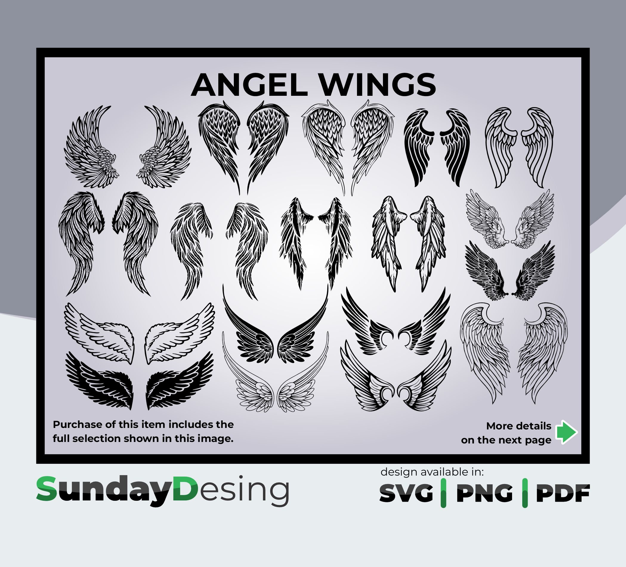 Angel Wings, Svg, Png, Silhouette of Wings, Dxf Wings Designs - Etsy