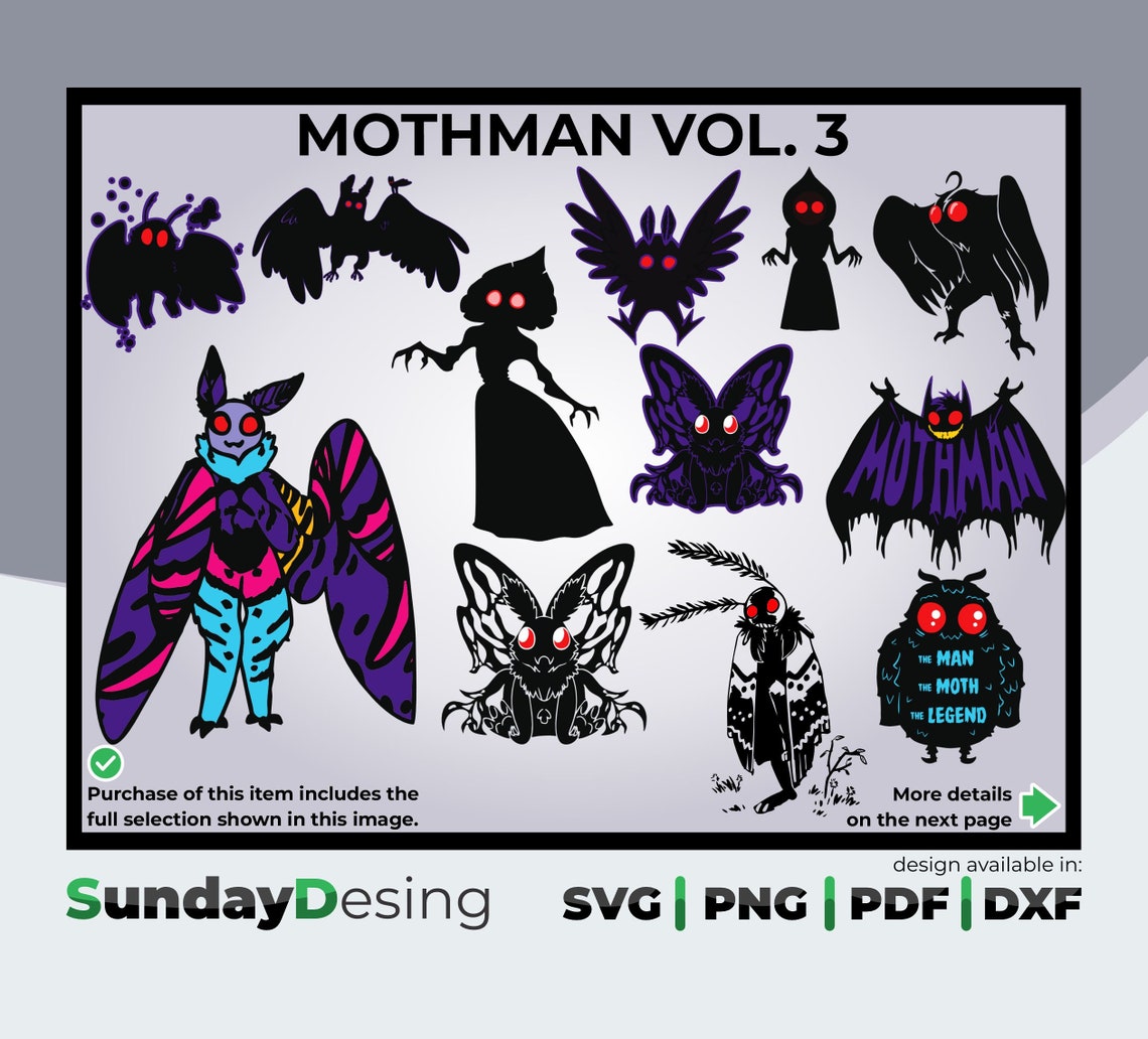 The Mothman Vol. 3, Svg, Dxf, Png, Pdf, Cryptids Silhouette - Etsy