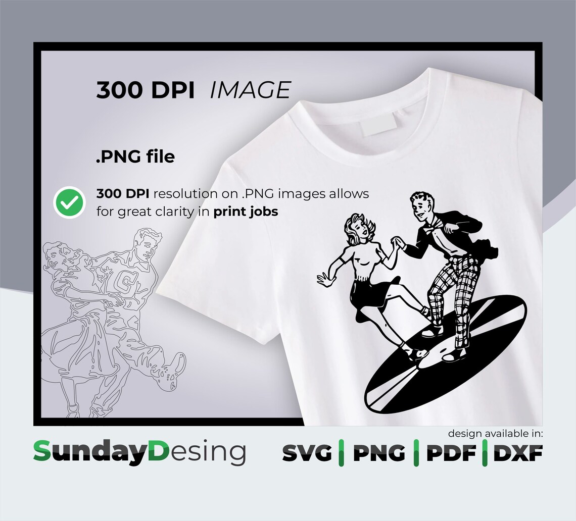 Retro Woman Dancing Vector, Svg, Pdf, Png, Dxf, Retro Women Designs ...