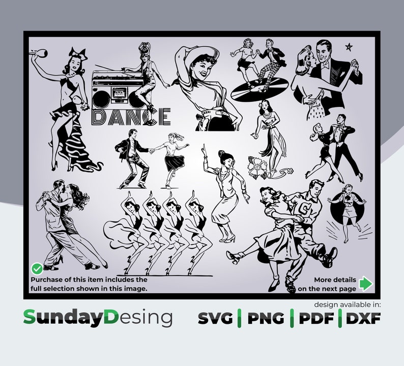 Retro Woman Dancing Vector, Svg, Pdf, Png, Dxf, Retro Women Designs ...