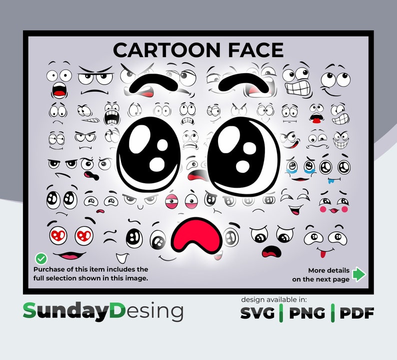 X55 Cartoon Faces Clipart Collection, Cartoon Faces SVG Pack, Kawaii ...