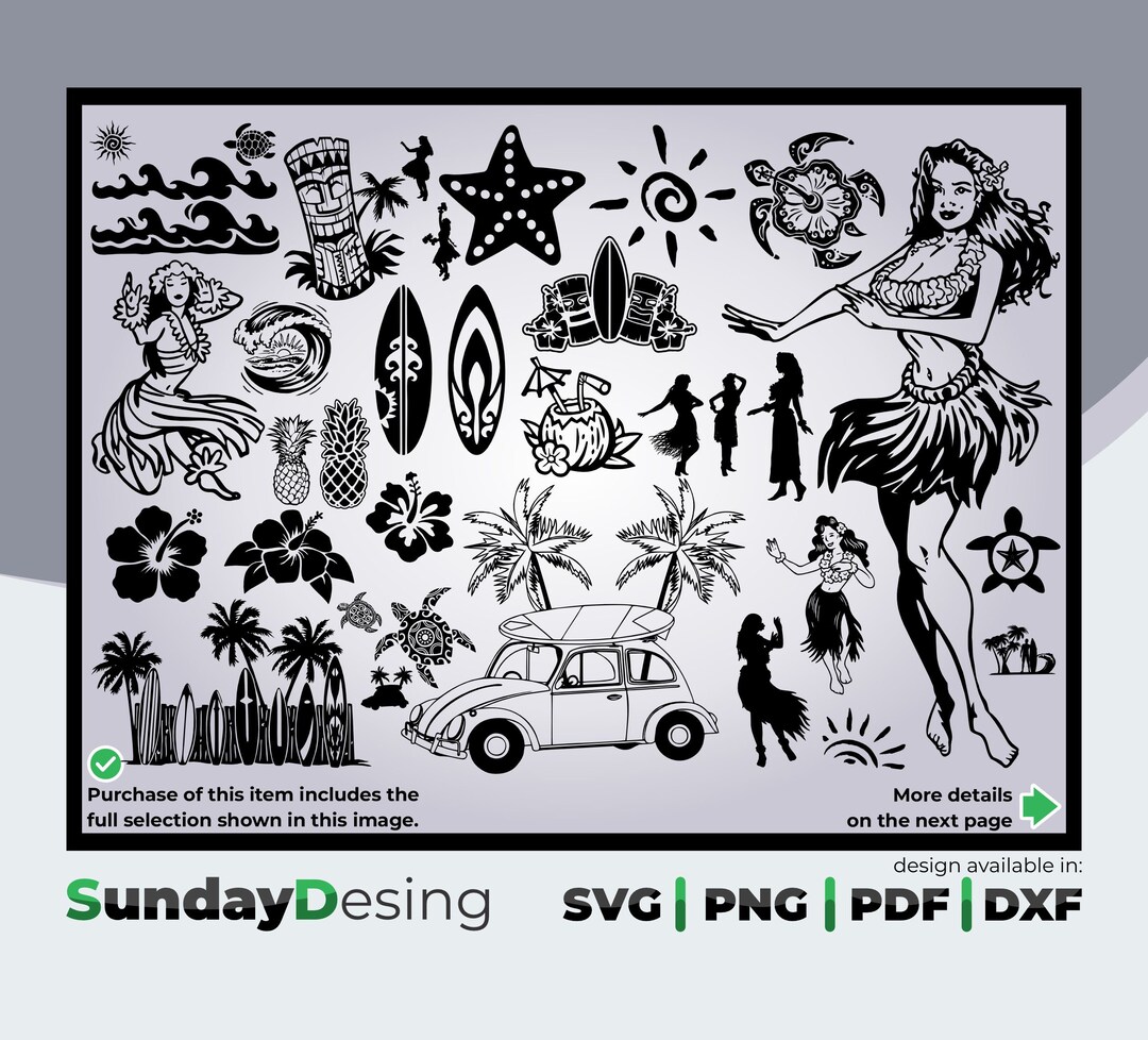 Hawaiian Silhouette Svg, Png, Dxf, Pdf - Etsy