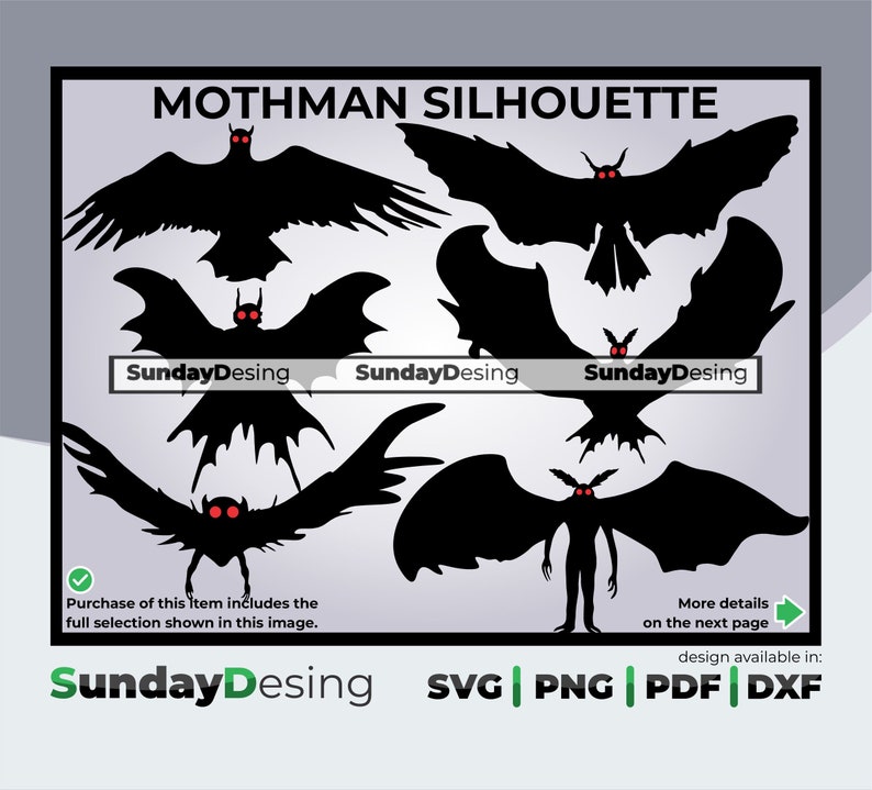 The Mothman Silhouette Vol.5, Svg, Png, Dxf, Pdf - Etsy Israel
