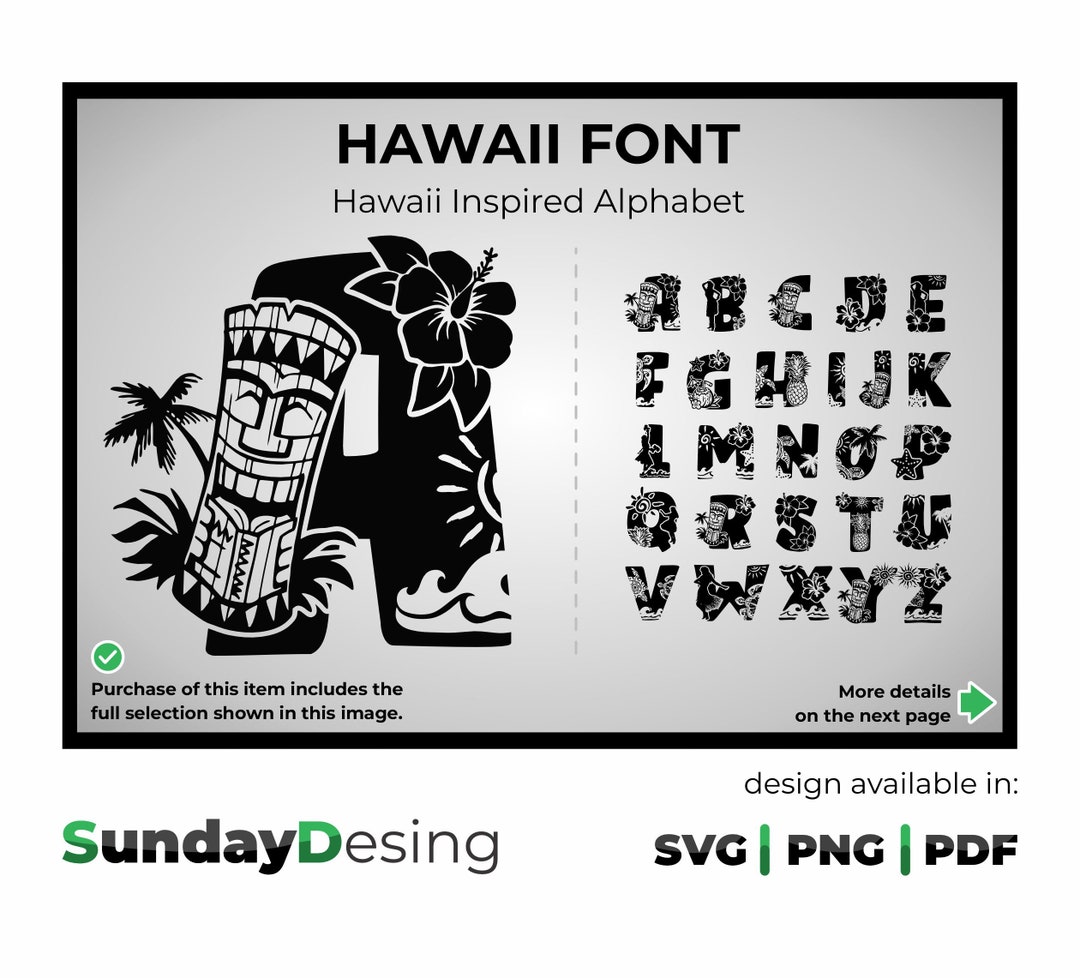 Hawaii Inspired Alphabet, Complete Hawaiian Alphabet Svg, Png, Hawaiian ...