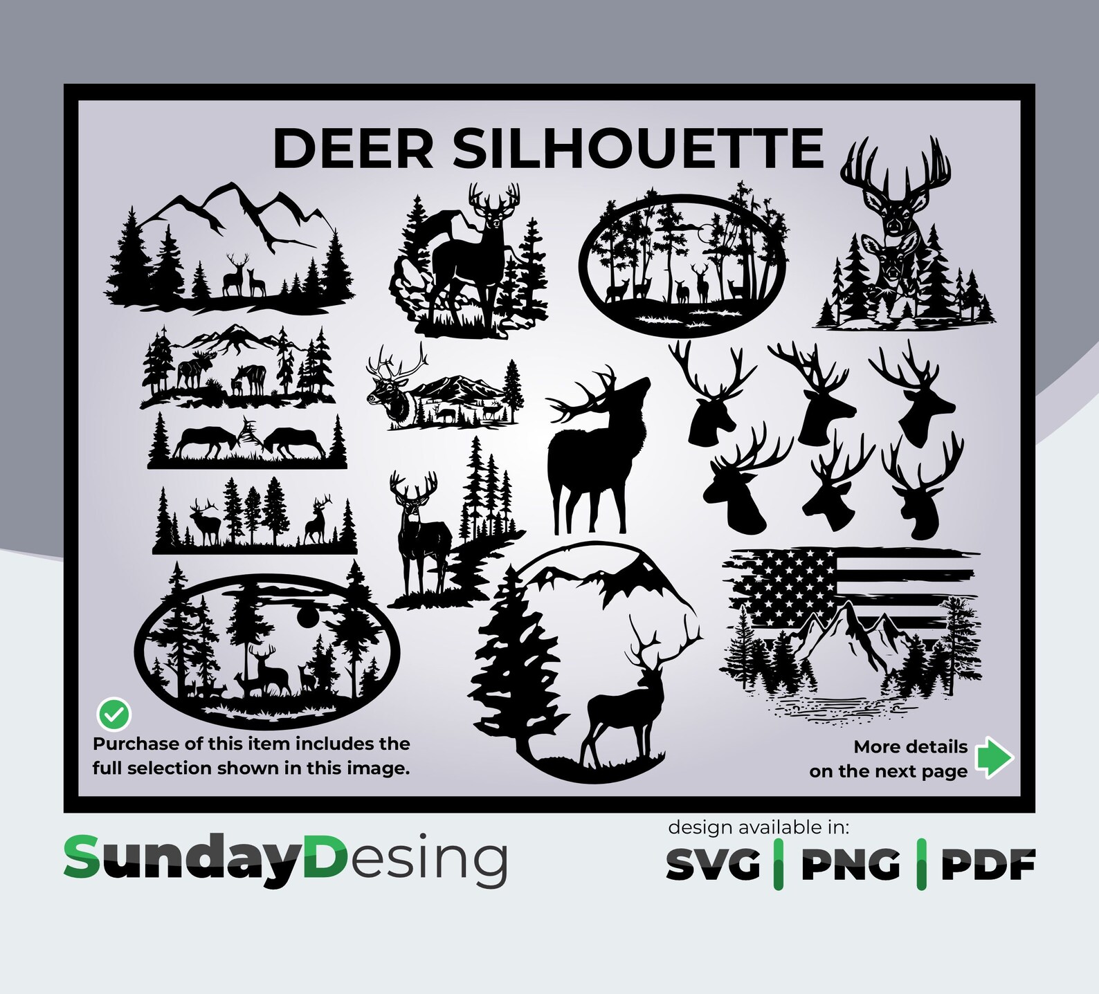 Deer Pack Svg, Deer Svg, Mountains Svg File, Camping Svg, Nature Deer ...