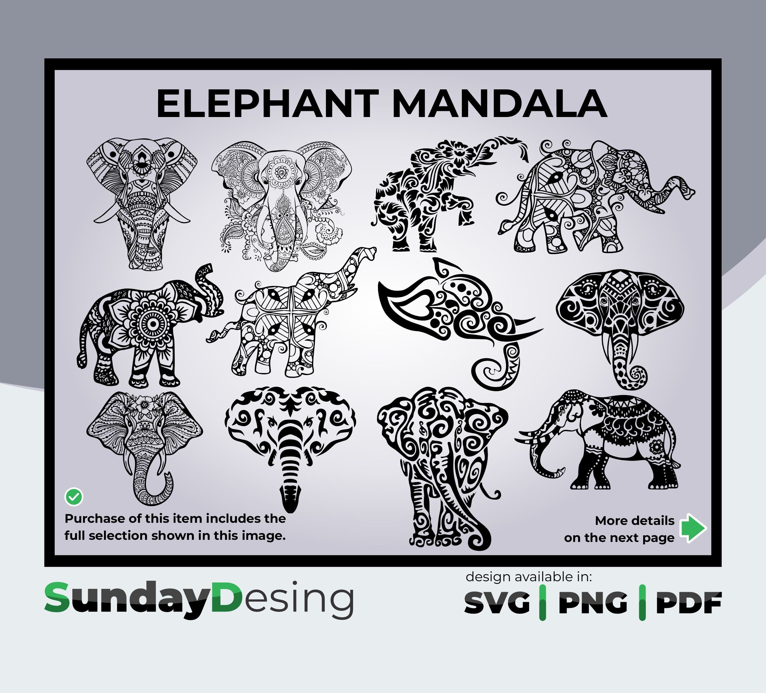 Elephant Mandala, SVG, PNG, Elephant Mandala Silhouette Design ...