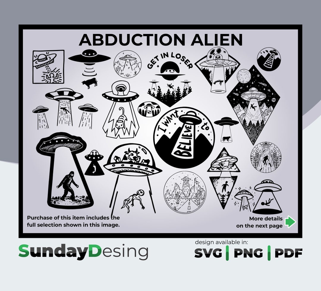 Abduction Alien Silhouette Design, Svg, Png, Funny Alien Silhouette - Etsy