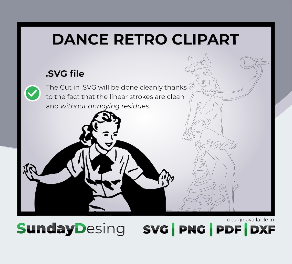 Retro Woman Dancing Vector, Svg, Pdf, Png, Dxf, Retro Women Designs ...