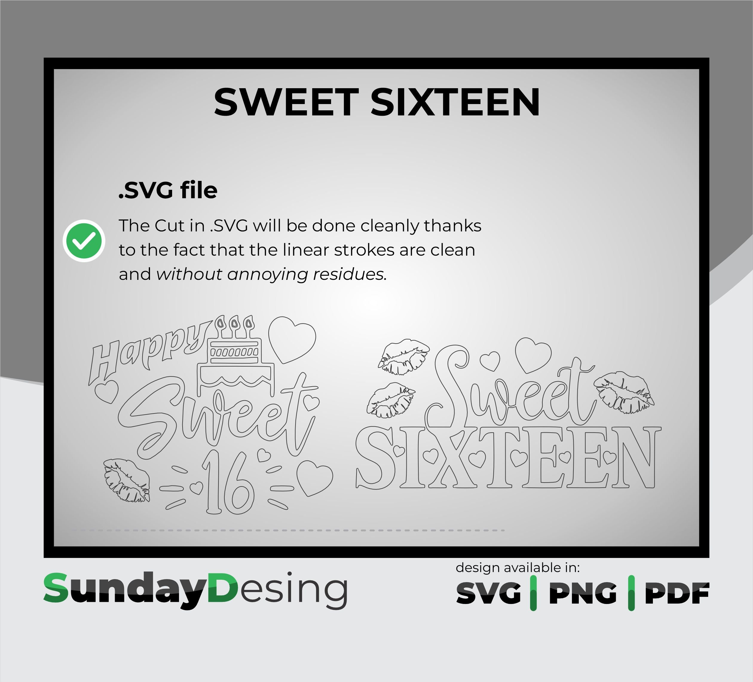 X11 Sweet 16 Birthday Design, Png , Svg, Sweet Sixteen Illustration Png ...