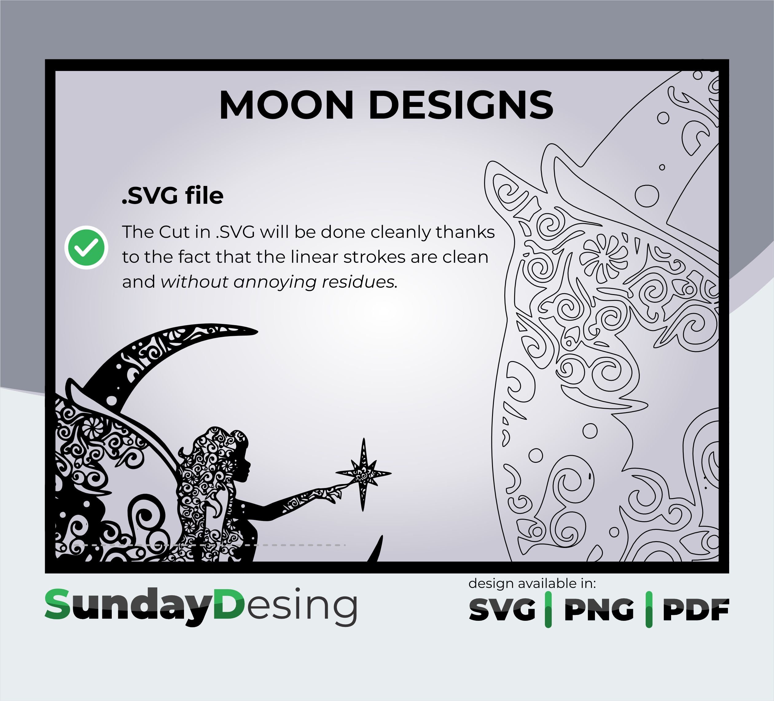 MOON BUNDLE SVG Png Dxf Pdf Ai Moon Designs Moon Vector Moon Fairy ...