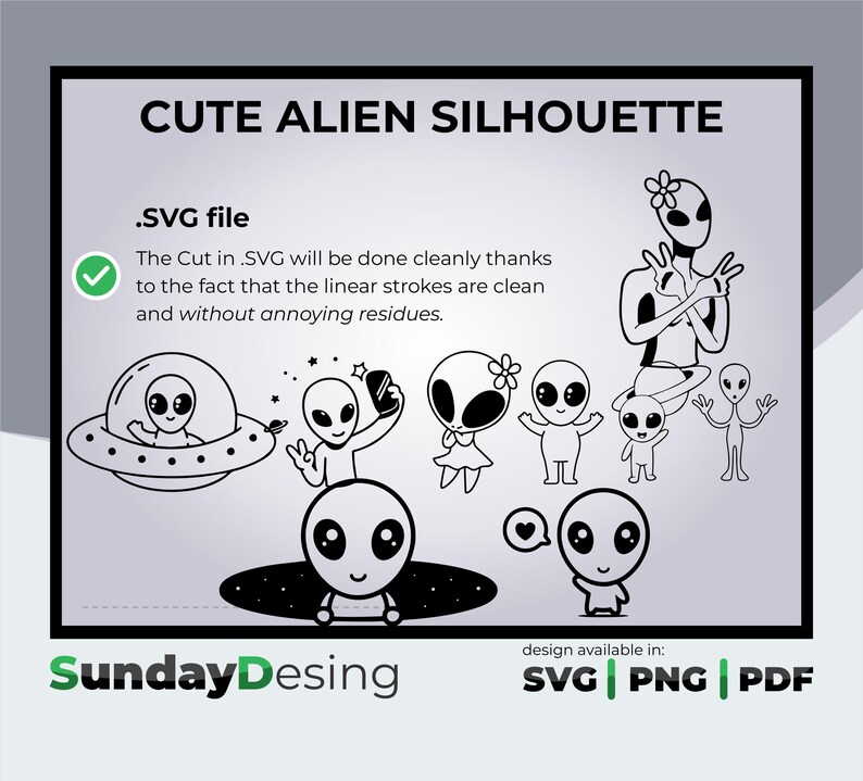 Cute Alien for Printing in Svg, Layered Alien Design for Cutting ...