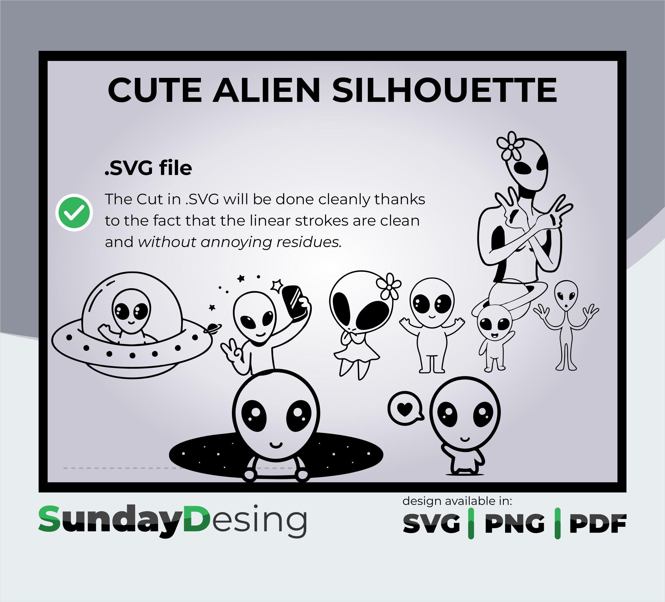 Cute Alien for Printing in Svg, Layered Alien Design for Cutting ...