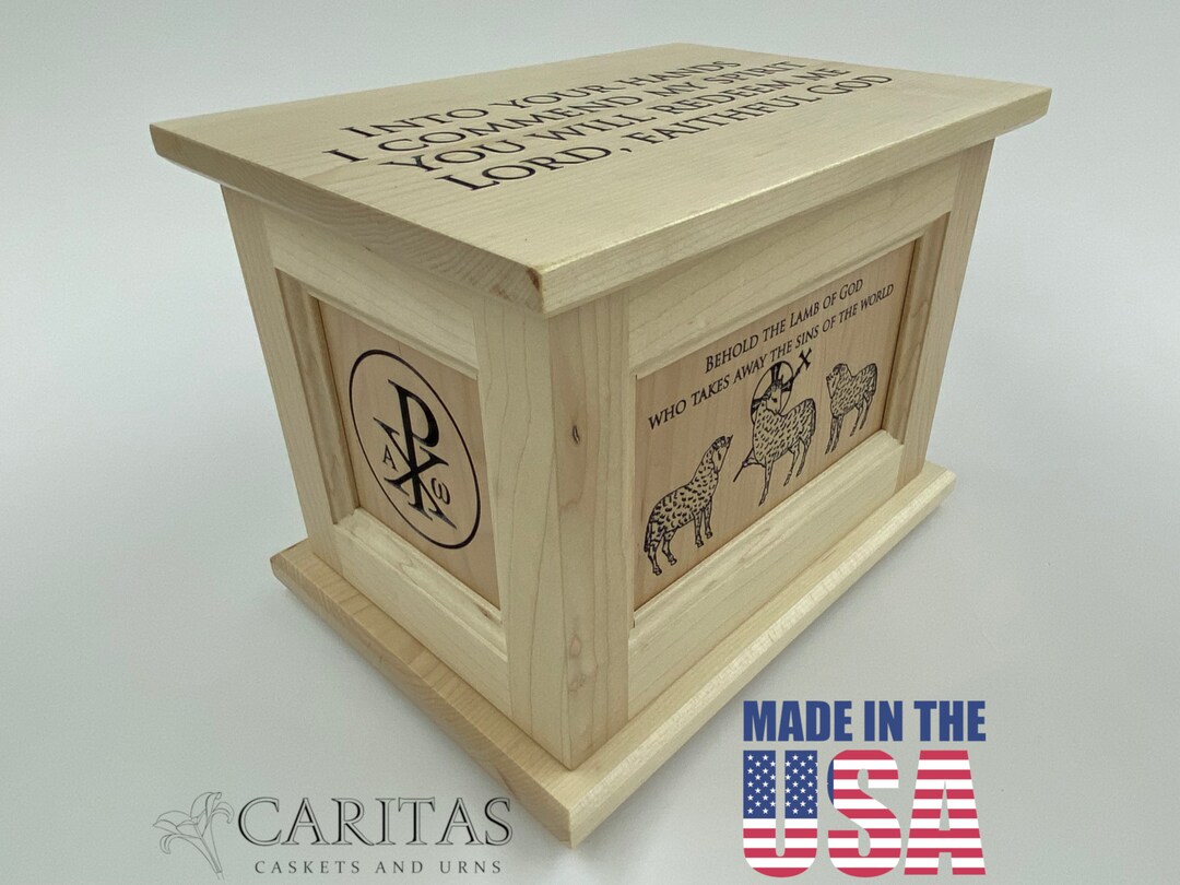 Lamb of God Sacred Art Carved Urn for Human Ashes / 260 Cubic Inches ...