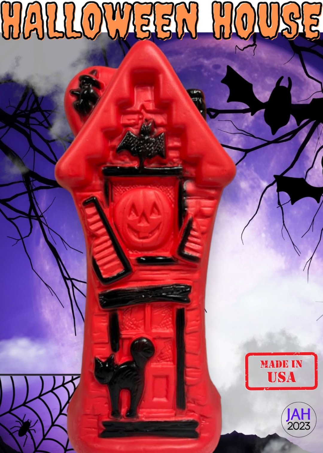 On Sale!!! JAH Blow Mold Halloween House New Made in USA Outdoor OR ...