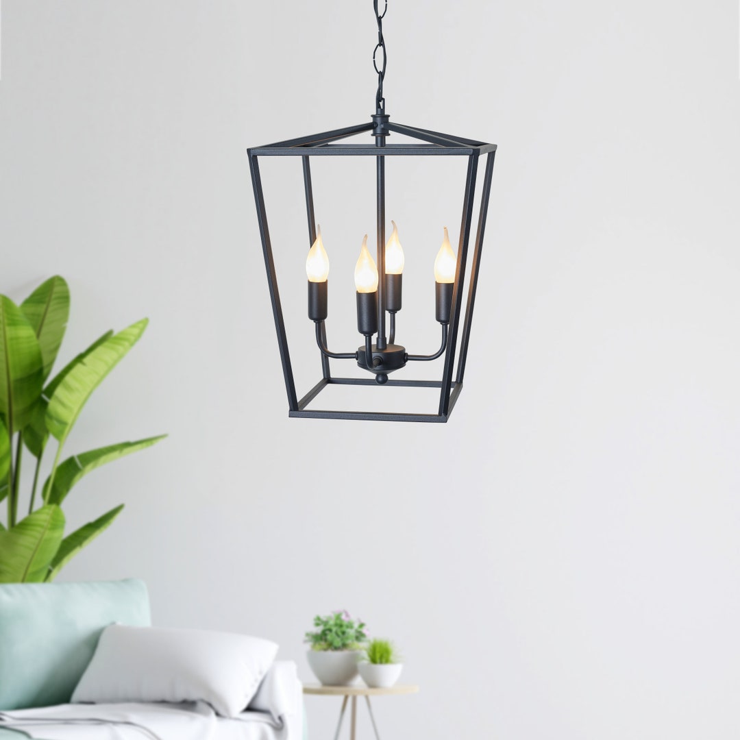 Modern Rustic Black Metal Pendant Light, Classic Farmhouse Chandelier ...