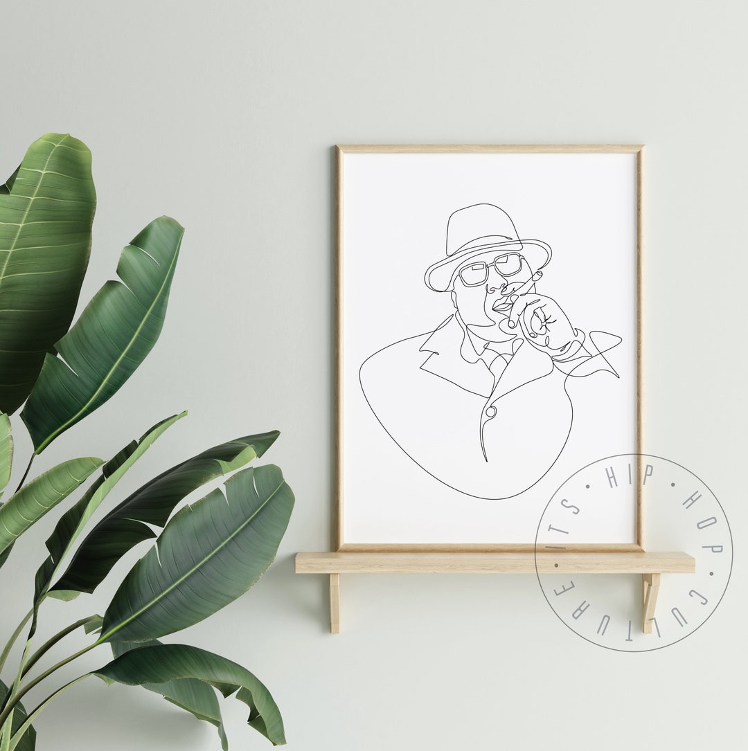 Rapper Line Art Poster Hip Hop Art Print Rap Portrait Wall Art Old ...