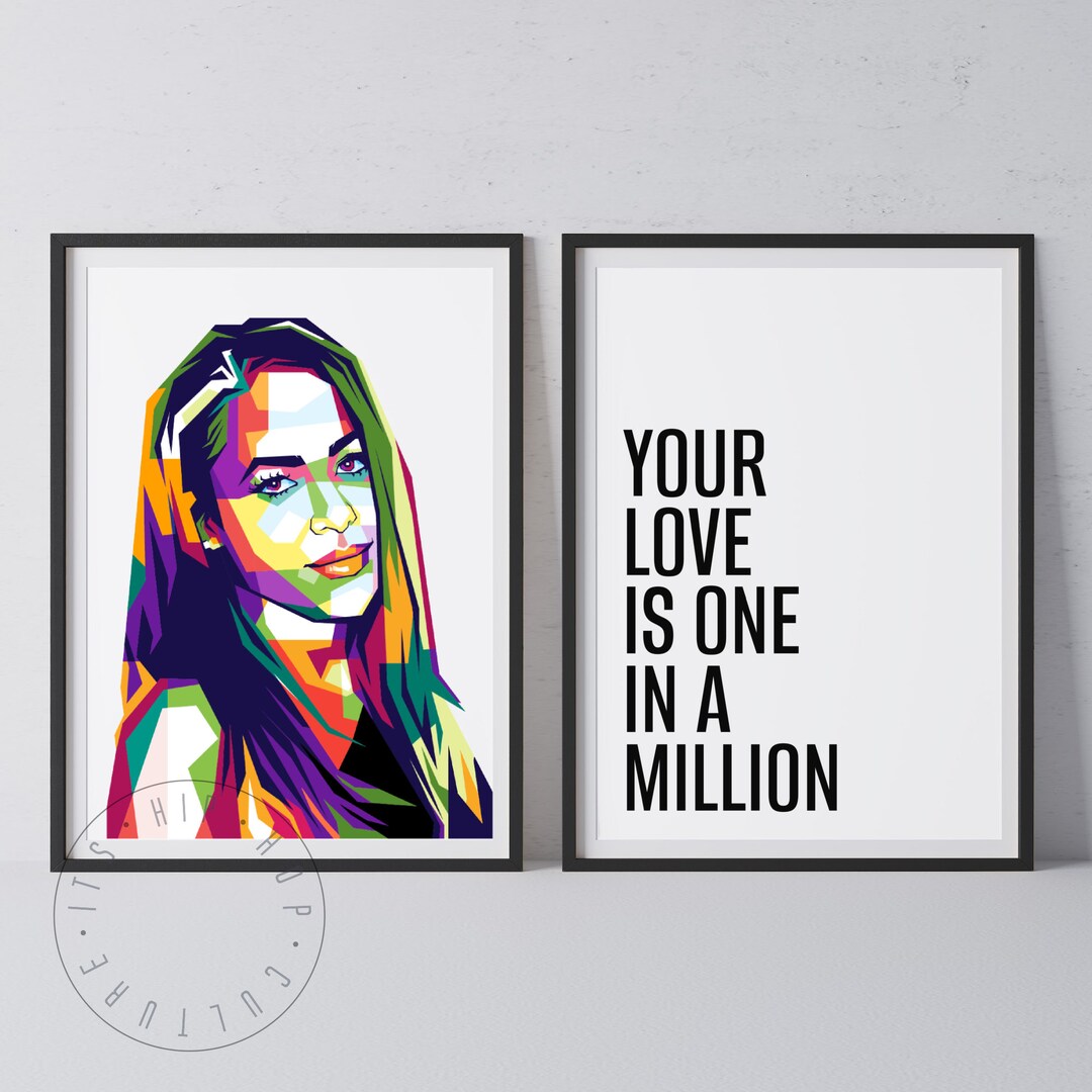 Set of 2 Rap Posters One in A Million Lyrics Hip Hop Lover Print Rapper ...
