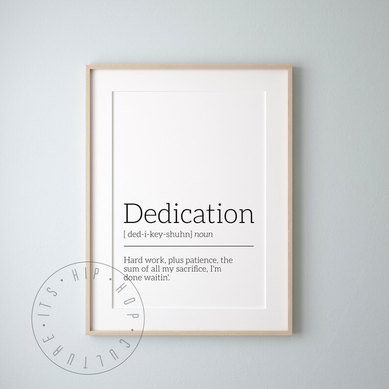 Dedication Lyric Definition Print Dedication Song Lyric Hip Hop Poster ...