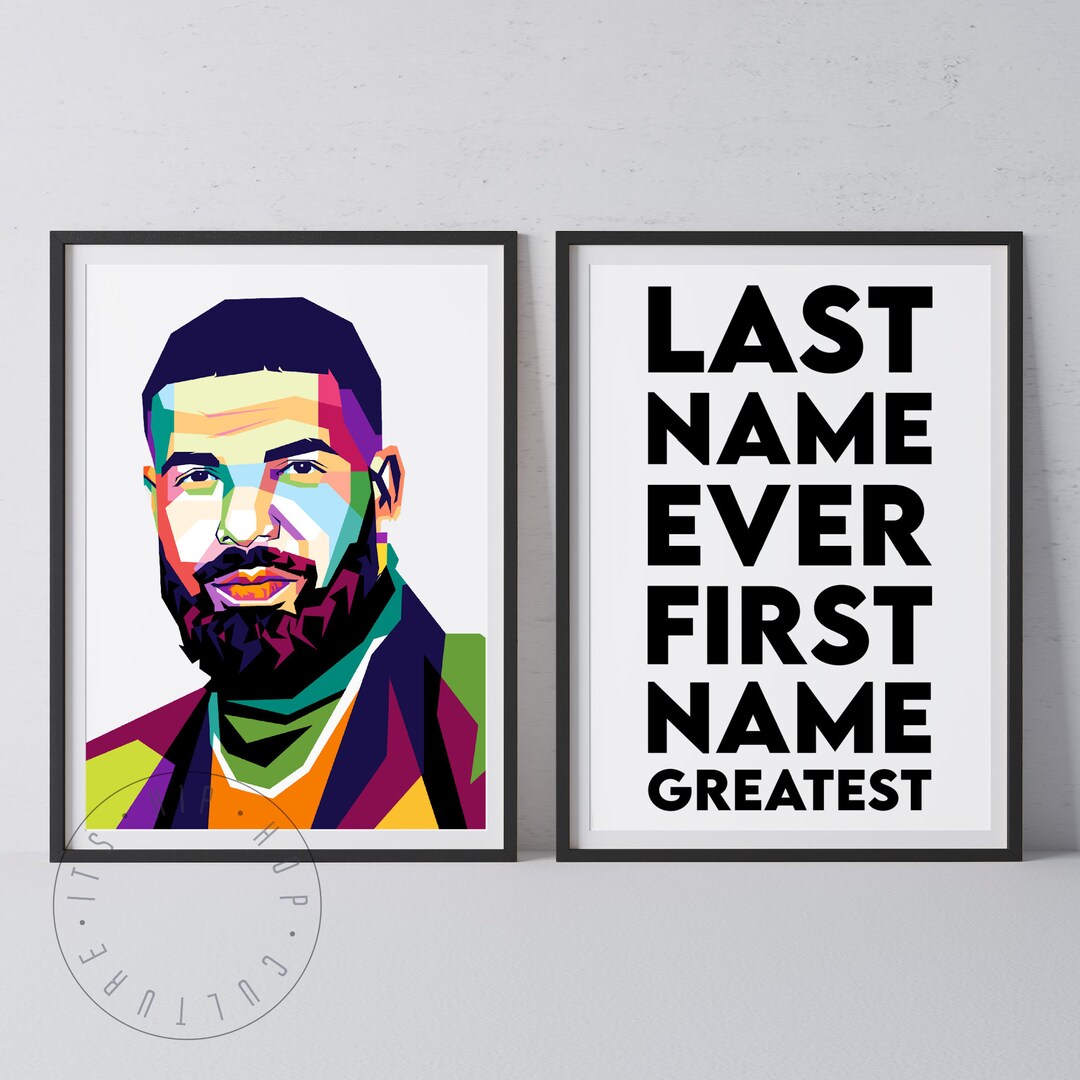 Set of 2 Rap Posters Last Name Ever Lyrics Hip Hop Lover Print Rapper ...