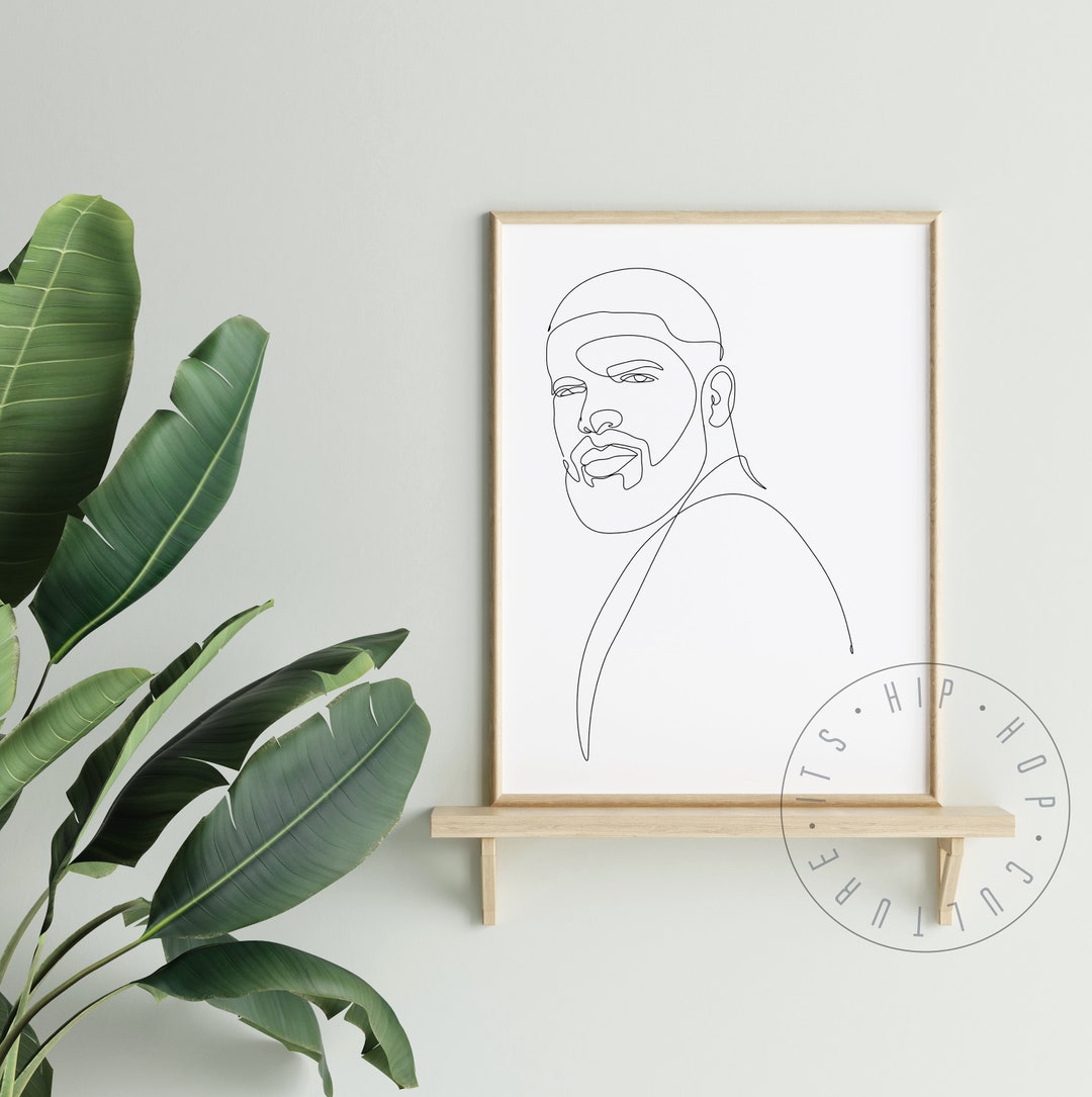 Rapper Line Art Poster Hip Hop Art Print Rap Portrait Wall Art Old ...