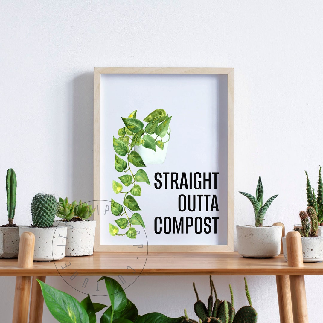 Straight Outta Compost Plant Pun Hip Hop Plant Poster Rap Lyrics Plant ...