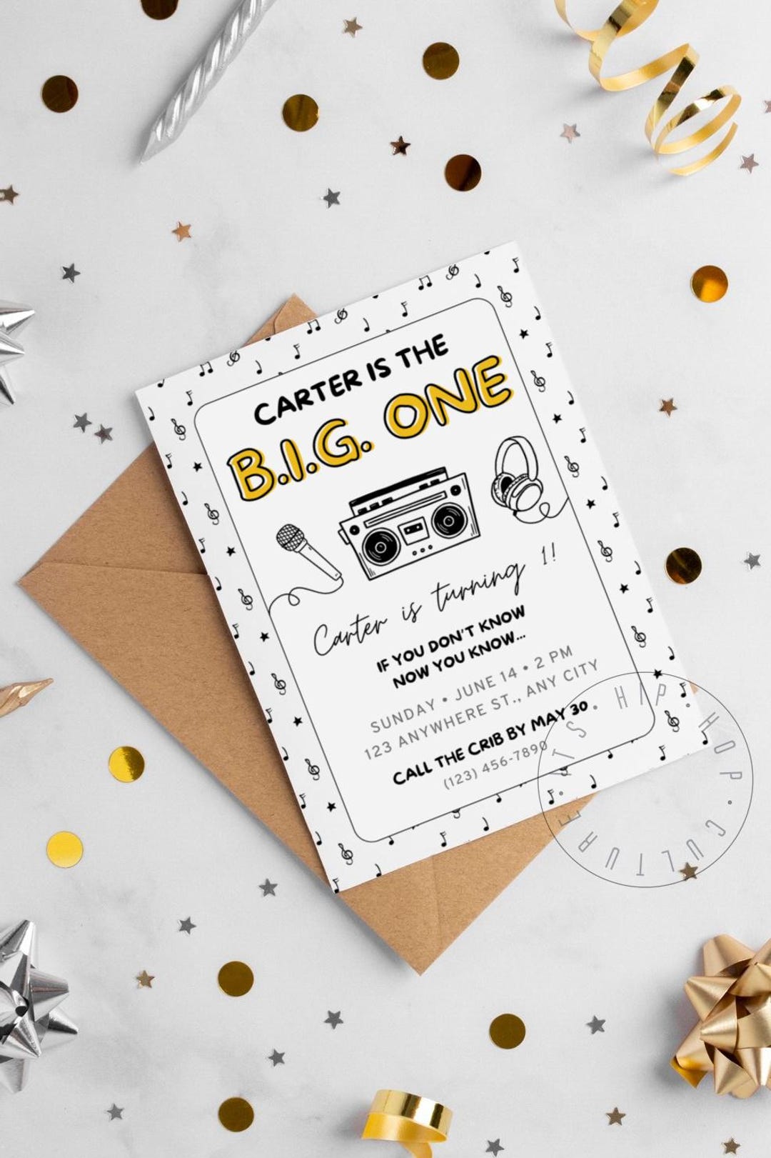 1st Birthday Invitation Digital Download Hip Hop Theme Birthday 90s Rap ...