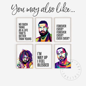 Set of 2 Rap Posters Sweatpants Hair Tied Lyrics Hip Hop Lover Print ...
