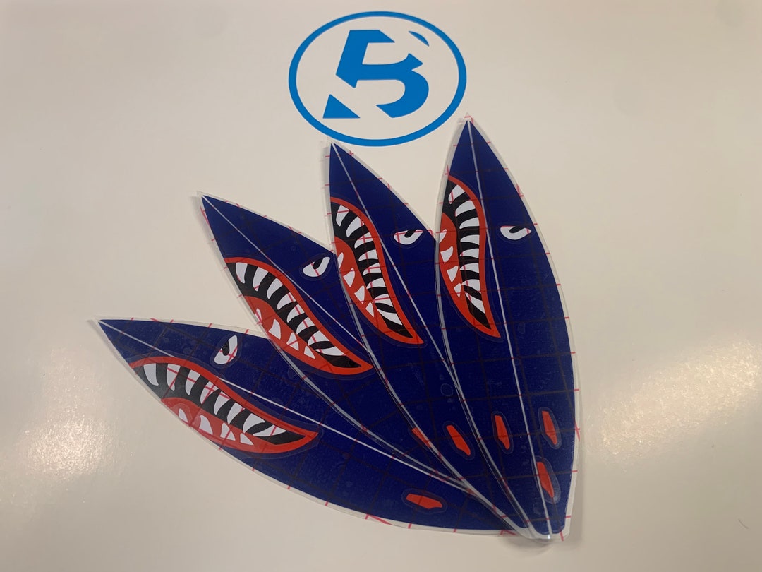 Waterproof 3D Blue SURFBOARD Shark Decal Sticker for Cars, Hydroflask ...