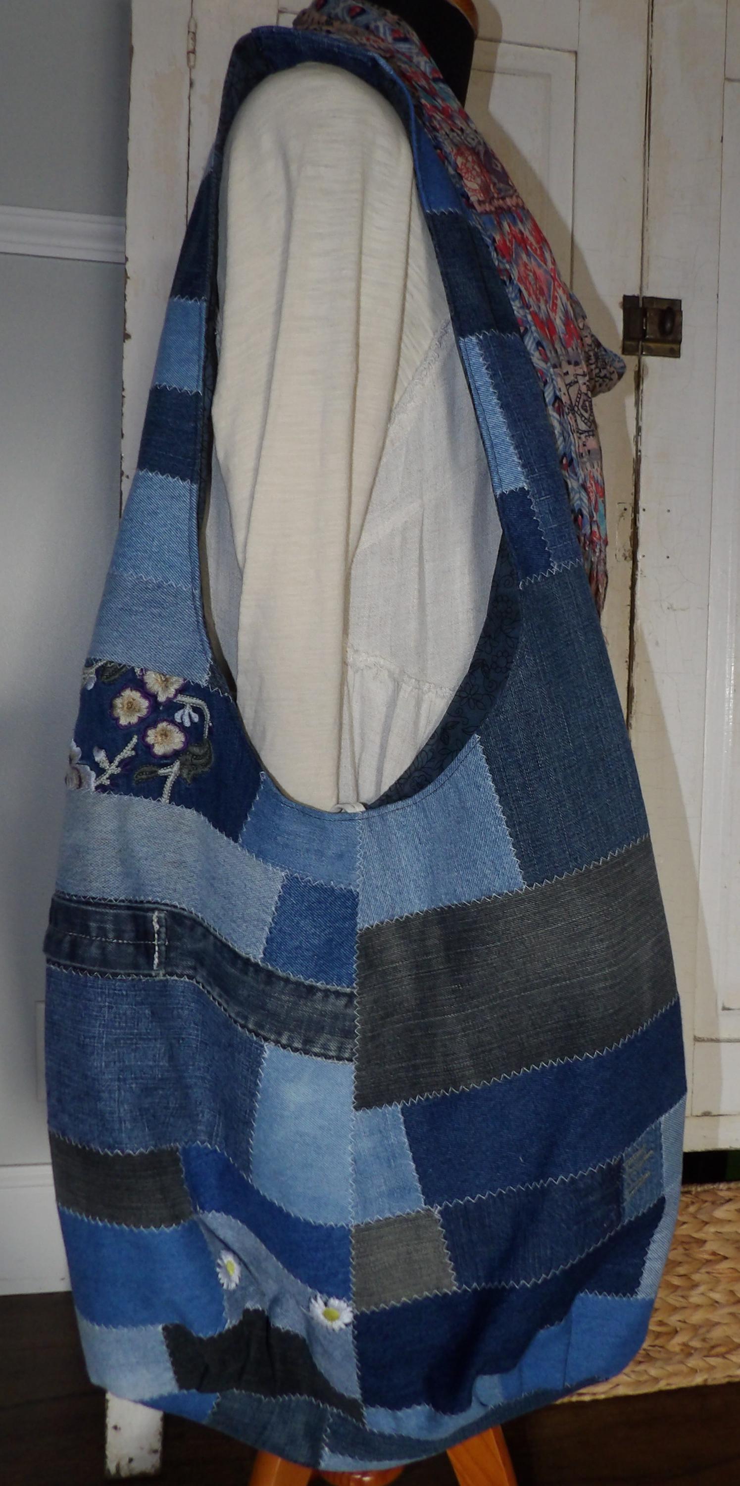 Denim Upcycle Bag- Made From Recycled Denim Pieces. Very Unique! - Etsy