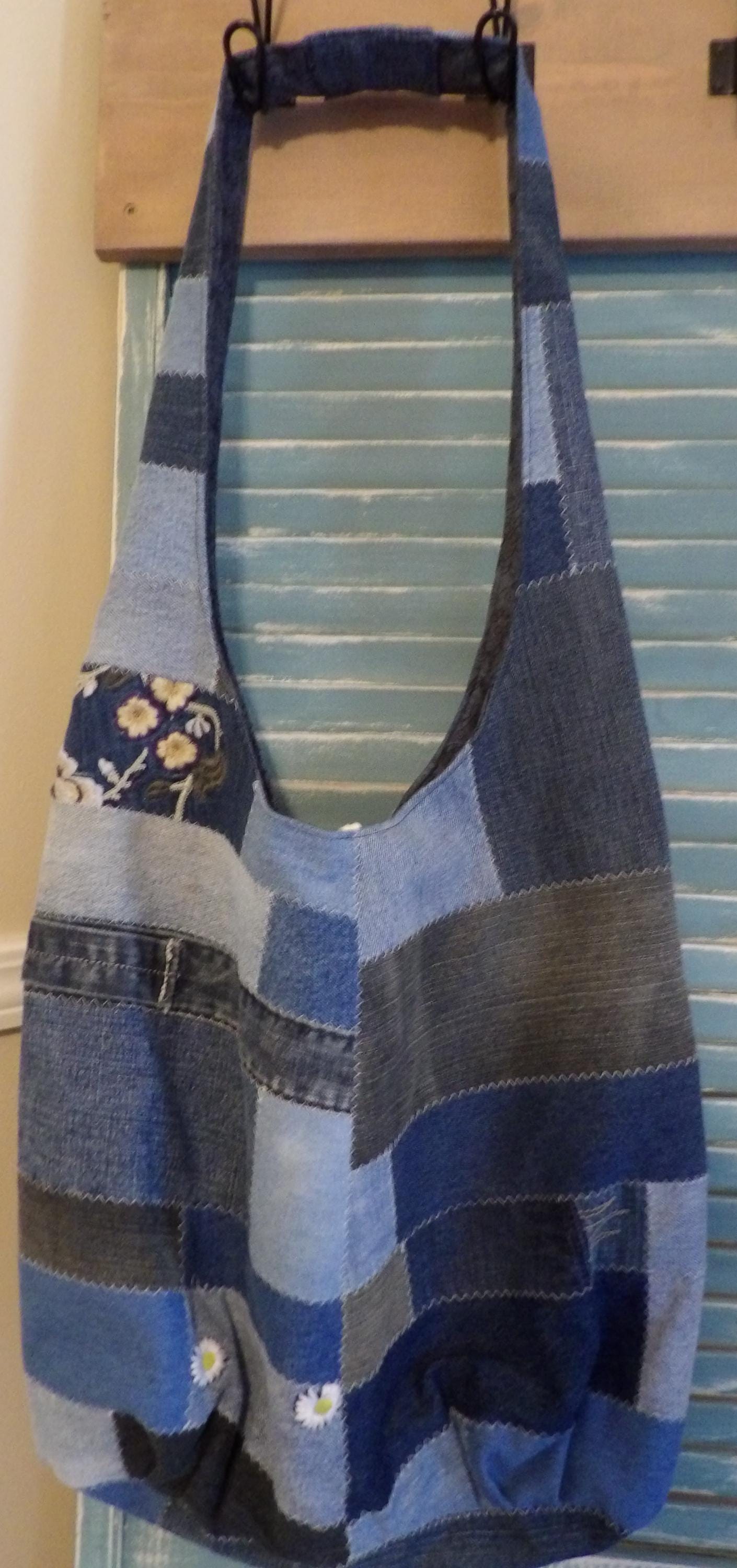 Denim Upcycle Bag- Made From Recycled Denim Pieces. Very Unique! - Etsy