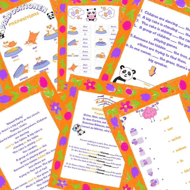 German Learning Worksheets Prepositions Reading Writing Practicing and ...