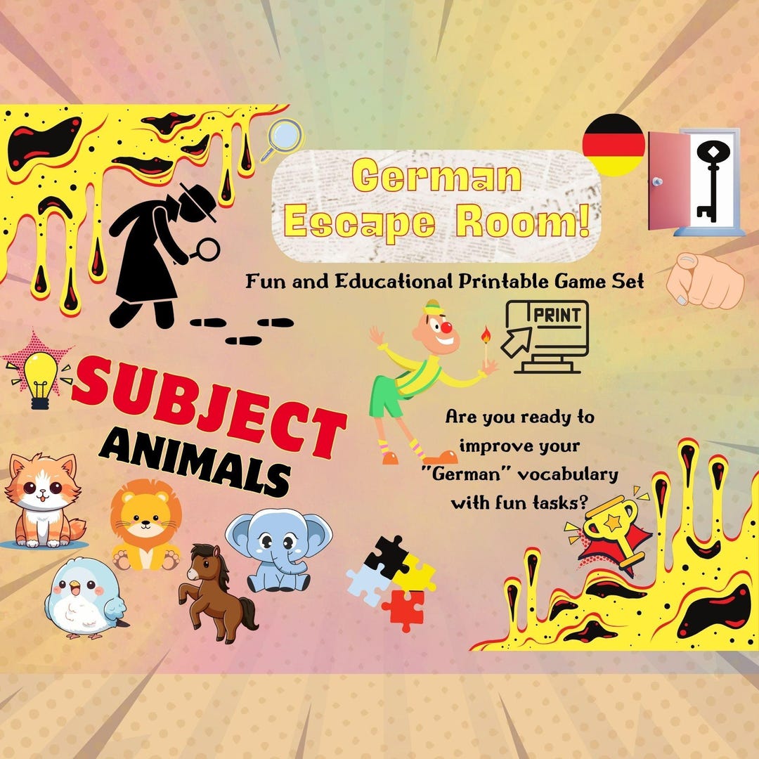 German Escape Room Set Animals - Etsy