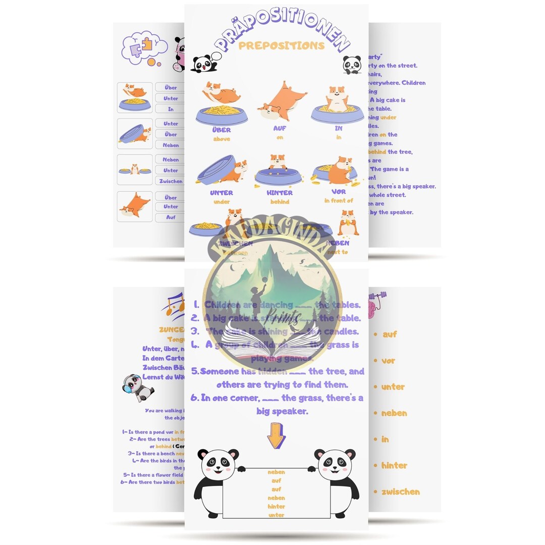 German Learning Worksheets Prepositions Reading Writing Practicing and ...